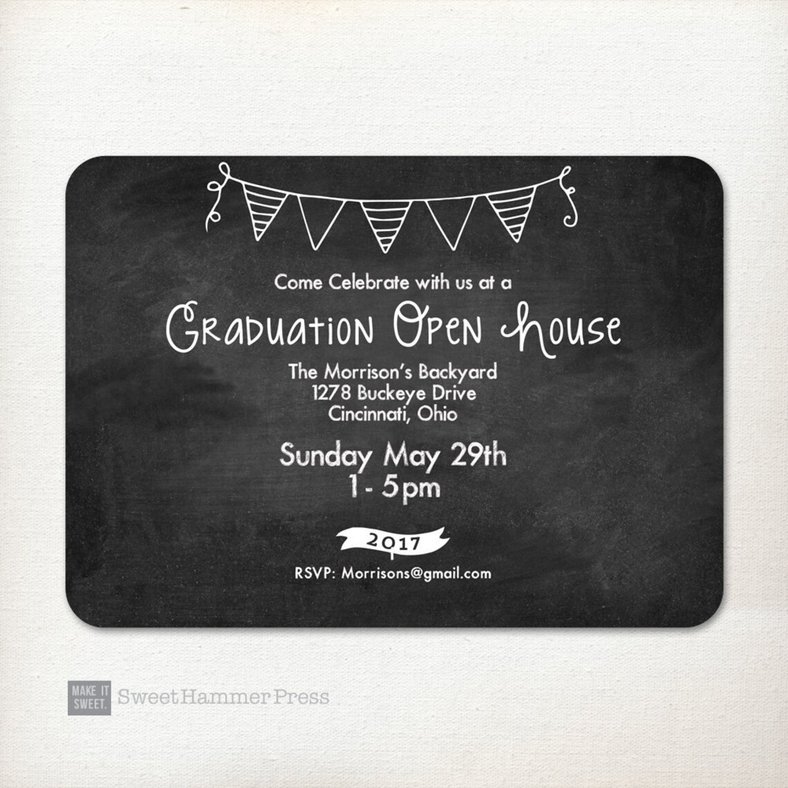 Chalkboard Fun High School Graduation Invitation Digital | Etsy