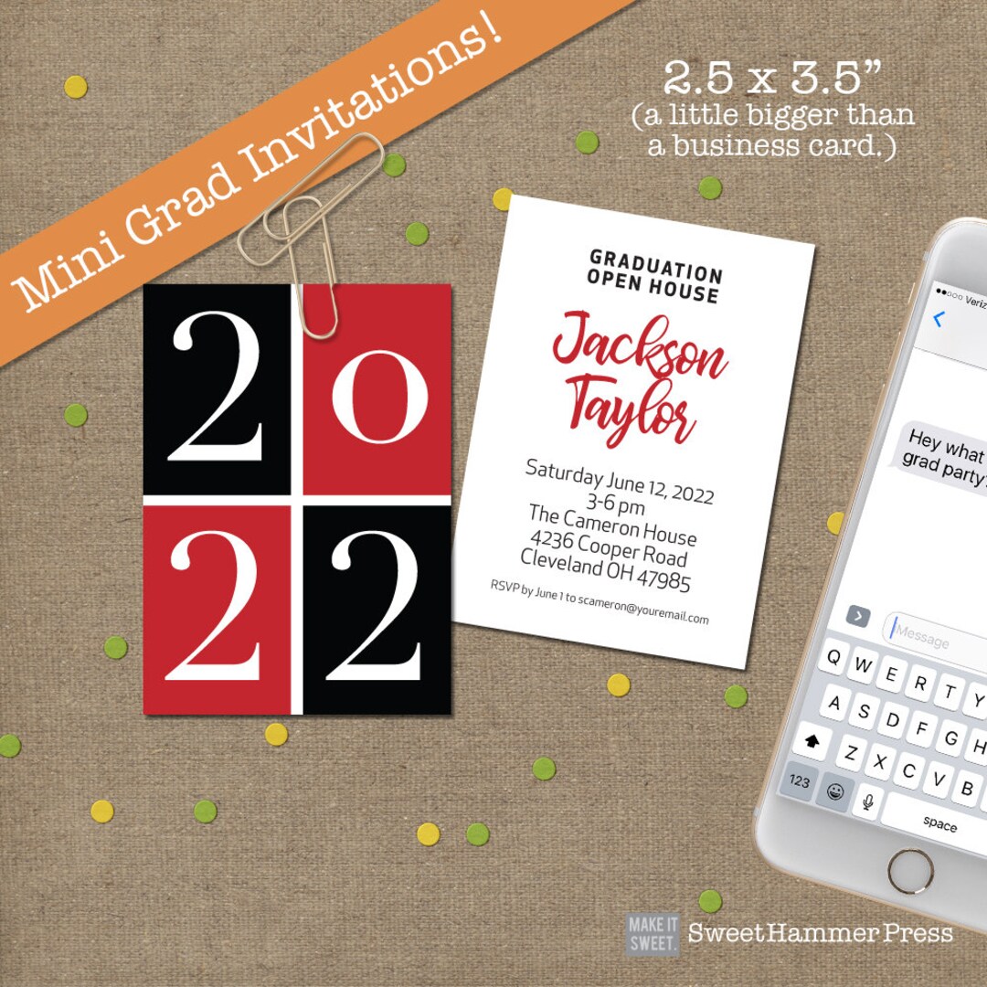 Mini Graduation Invitations, Graduation Trading Cards, Small Printed ...