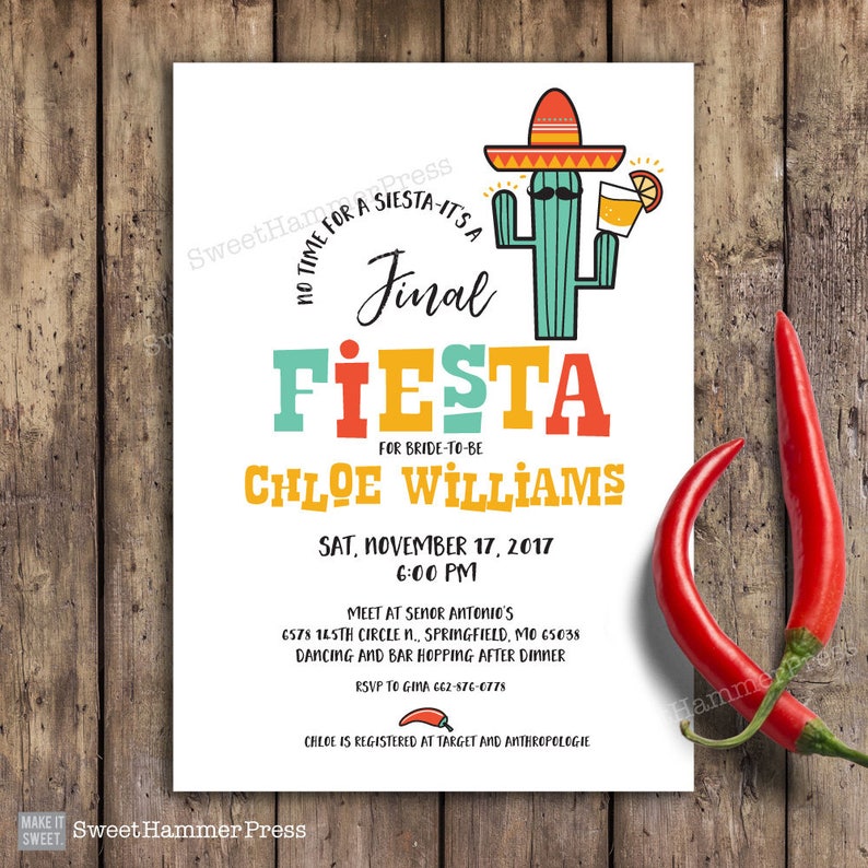 Fiesta Bridal Shower Invitation Final Fiesta Bridal Shower | Etsy