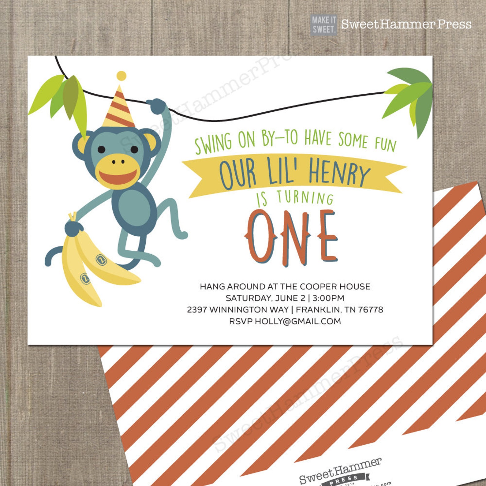 Monkey Birthday Invitation for Child Birthday Zoo Party - Etsy