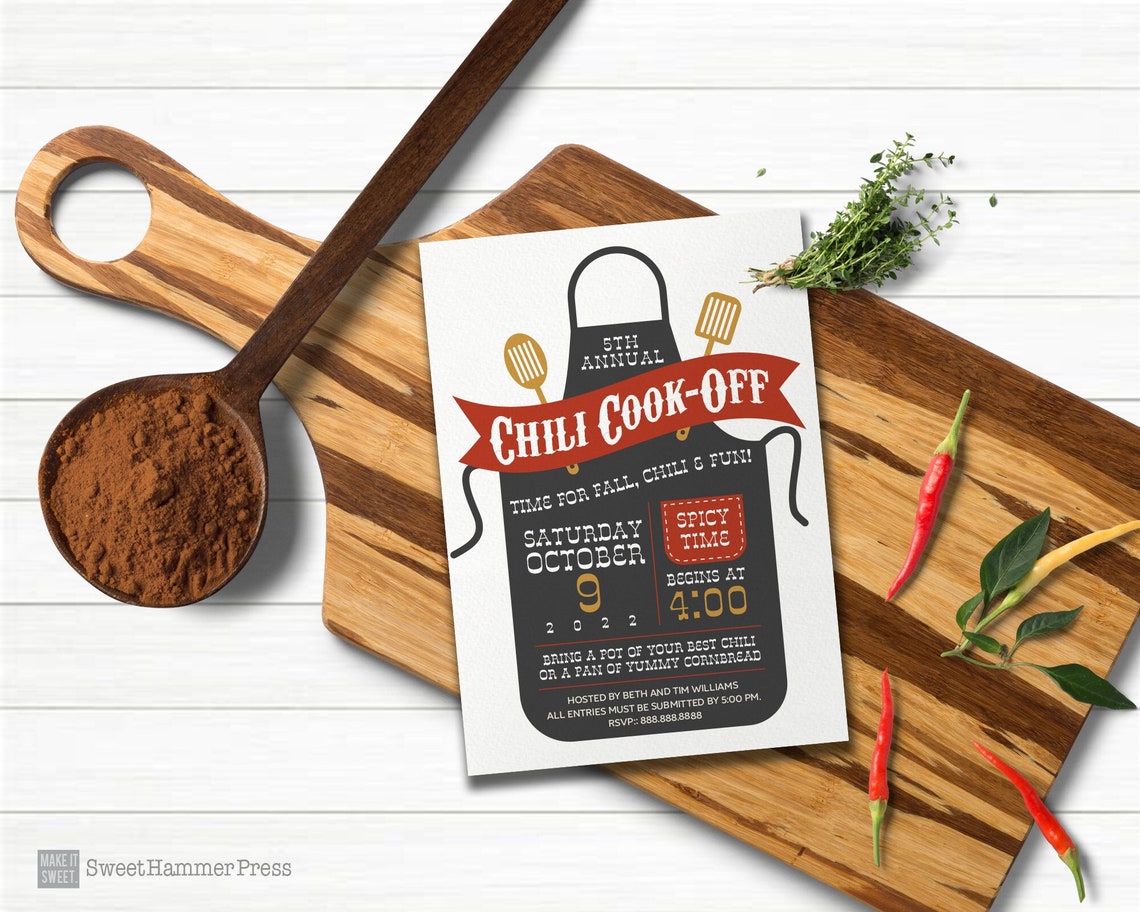 Chili Cook off Party Invitation Printed or Printable Soup - Etsy