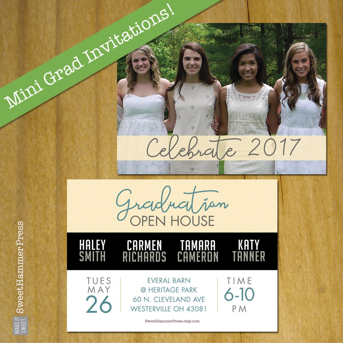 Mini Grad Party Invitation Grad Group Party Invites Trading - Etsy