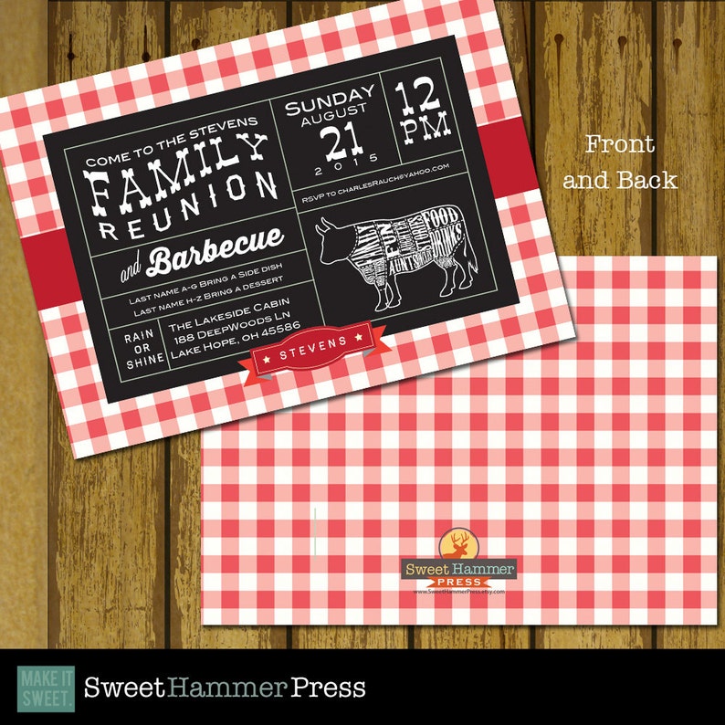 Family Reunion Invitation -barbecue Party - BBQ - Outdoor Party ...