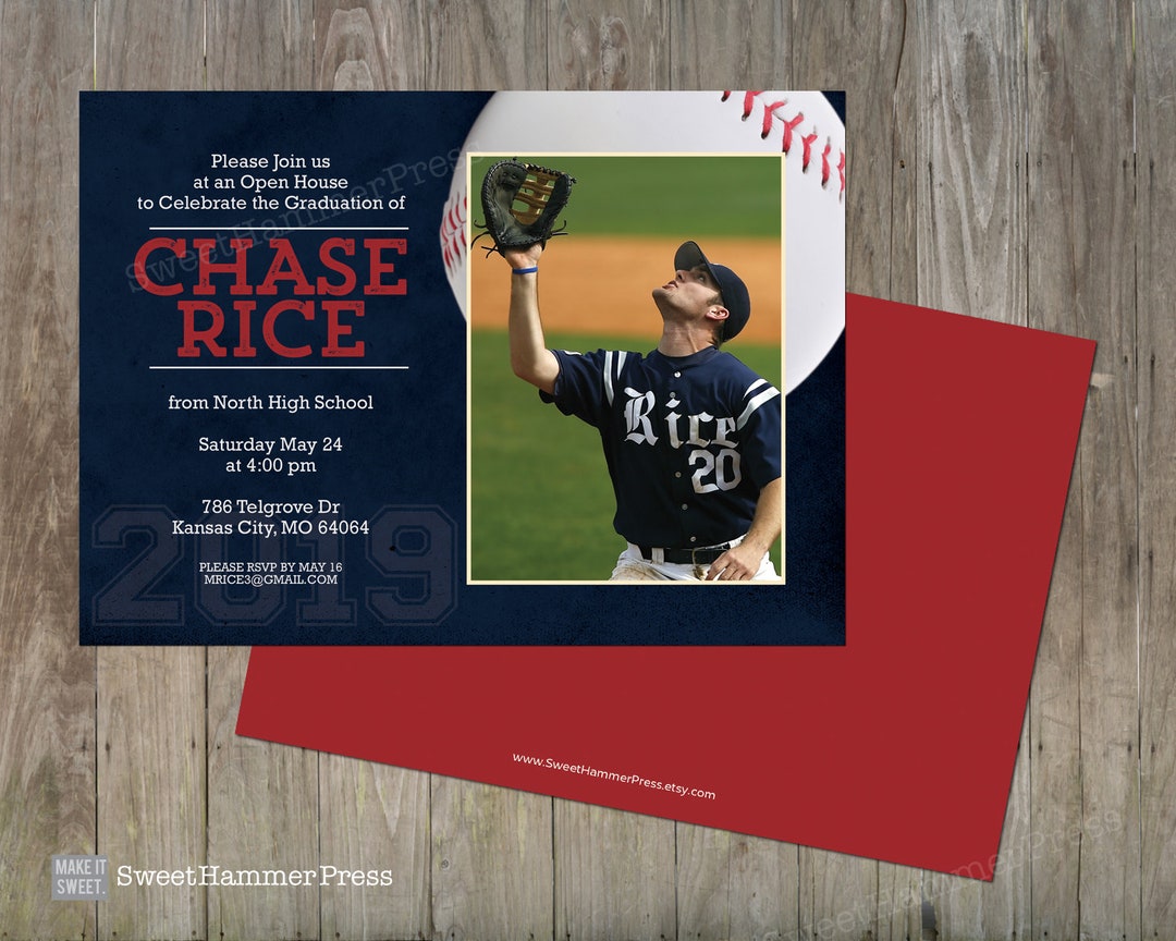 Baseball Graduation Invitation Guy / Photo Graduation Invite Boy ...