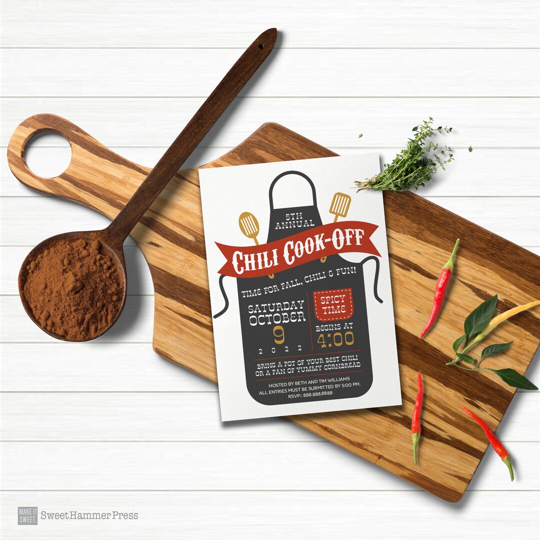 Chili Cook off Party Invitation, Printed or Printable | Soup Party ...