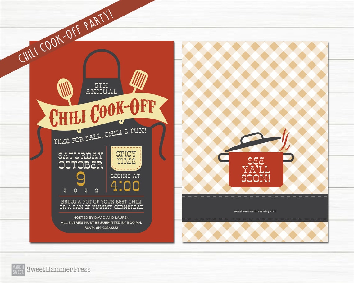 Chili Cook off Party Invitation Printed or Printable Soup - Etsy