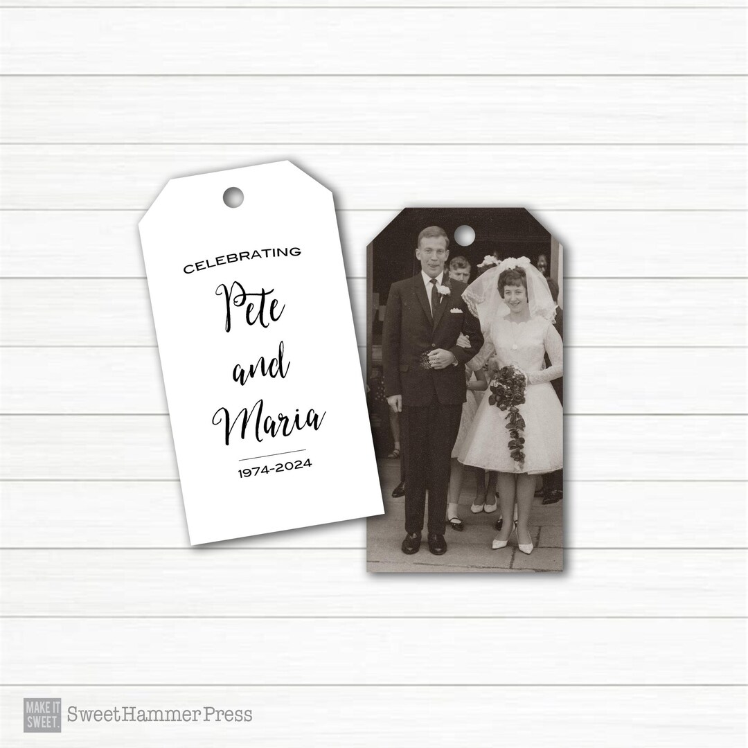 Printed Photo Gift Tags / Anniversary Gift Tags With Wedding Photo ...
