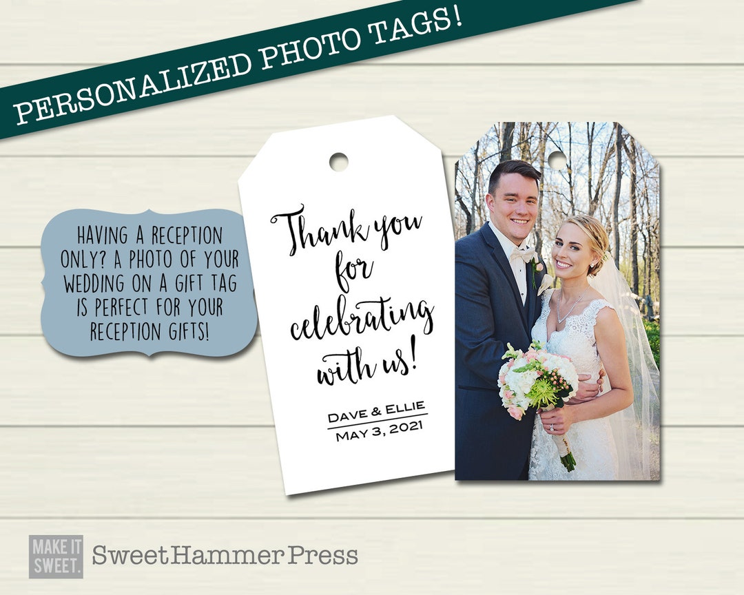 Wedding Favor Gift Tags With Photo / Personalized Reception Party Bag ...