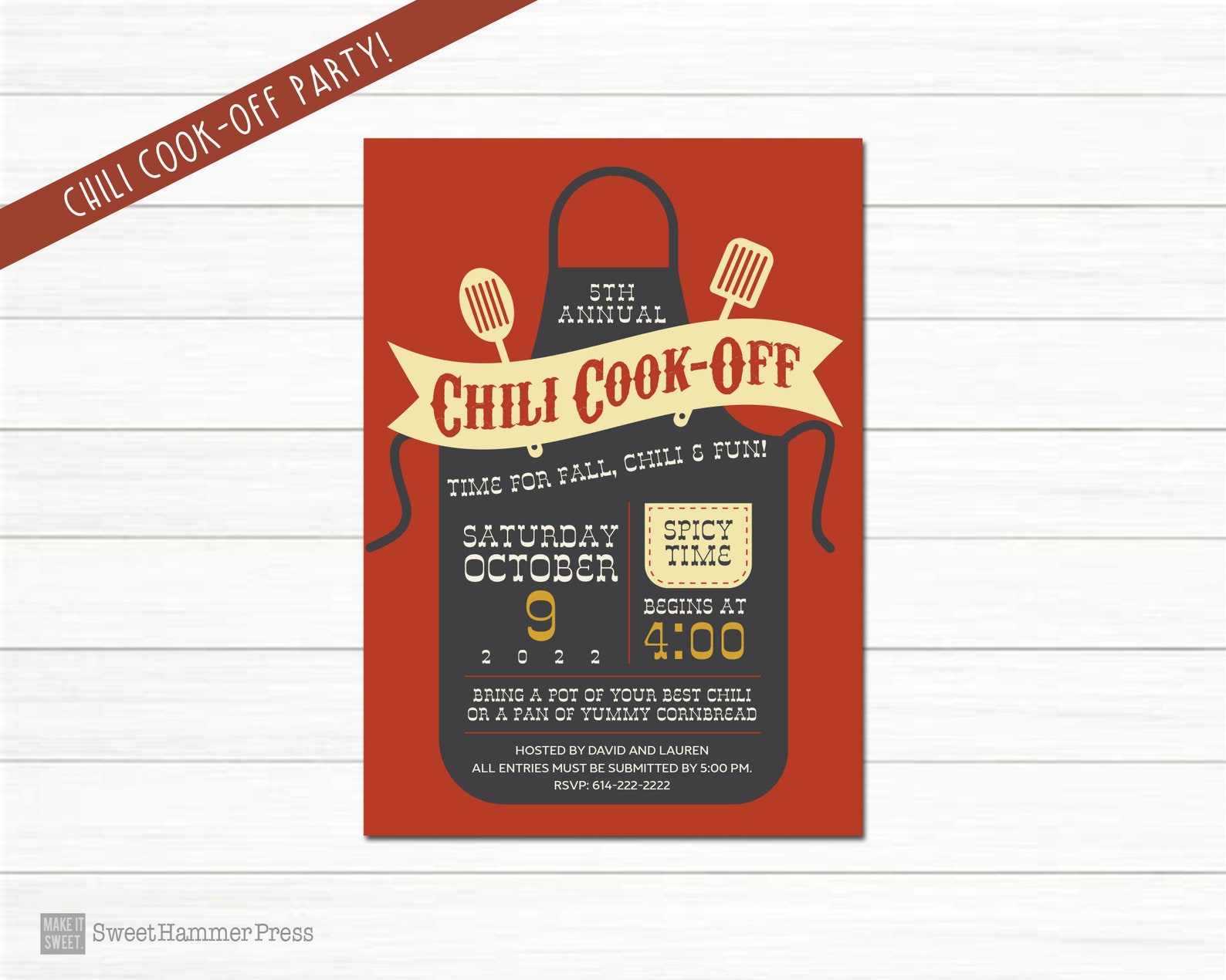 Chili Cook off Party Invitation Printed or Printable Soup - Etsy