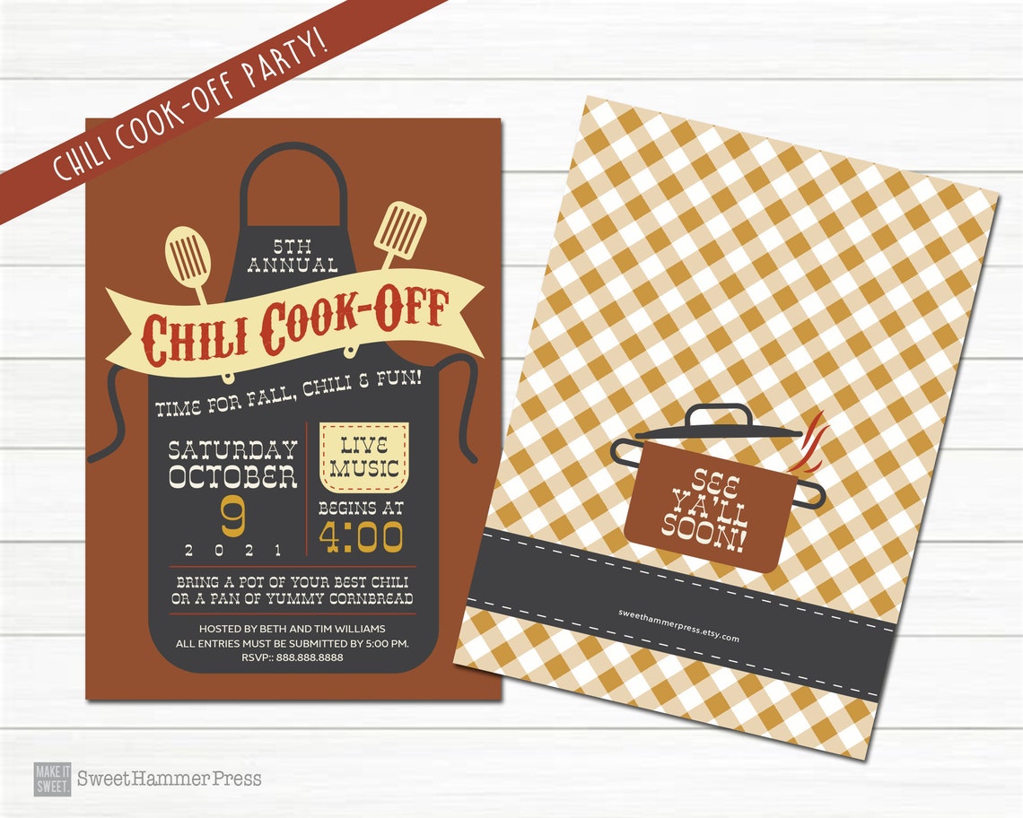 Chili Cook off Party Invitation Printed or Printable Soup - Etsy