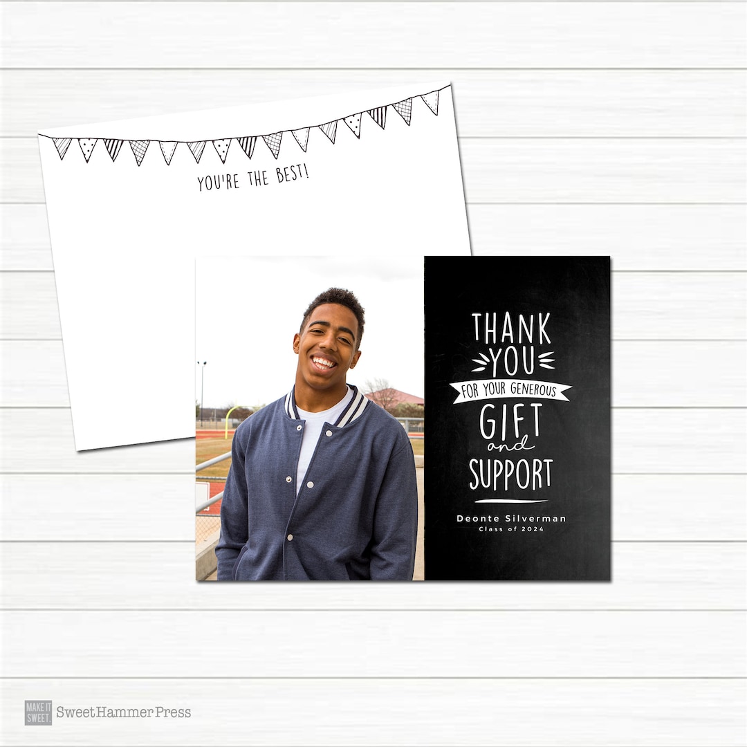 Graduation Thank You Note Cards With Photo for Graduation Gifts ...