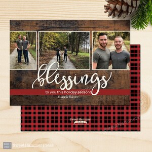 Rustic Christmas Photo Cards Masculine Holiday Cards With Multiple ...