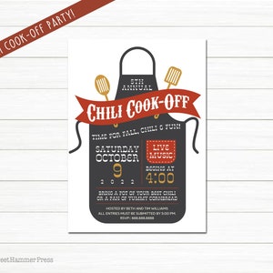 Chili Cook off Party Invitation Printed or Printable Soup - Etsy