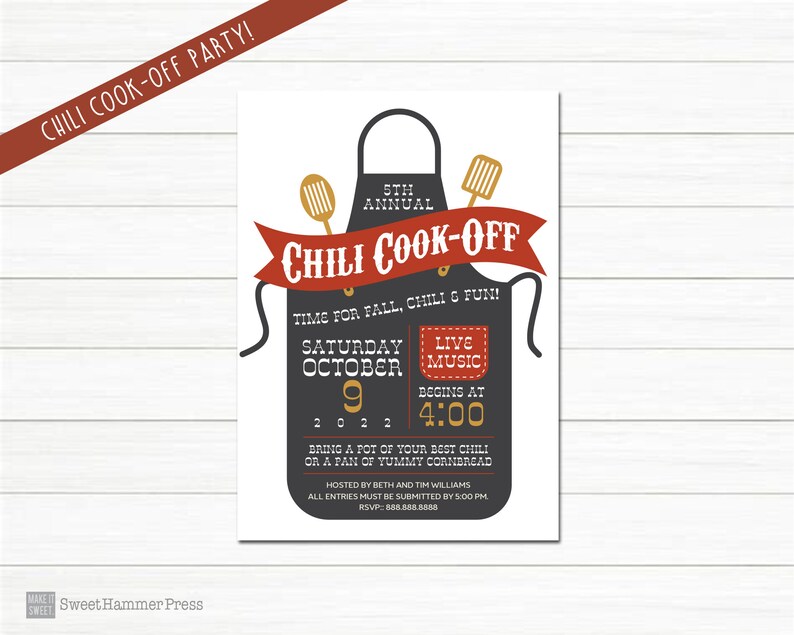Chili Cook off Party Invitation Printed or Printable Soup - Etsy
