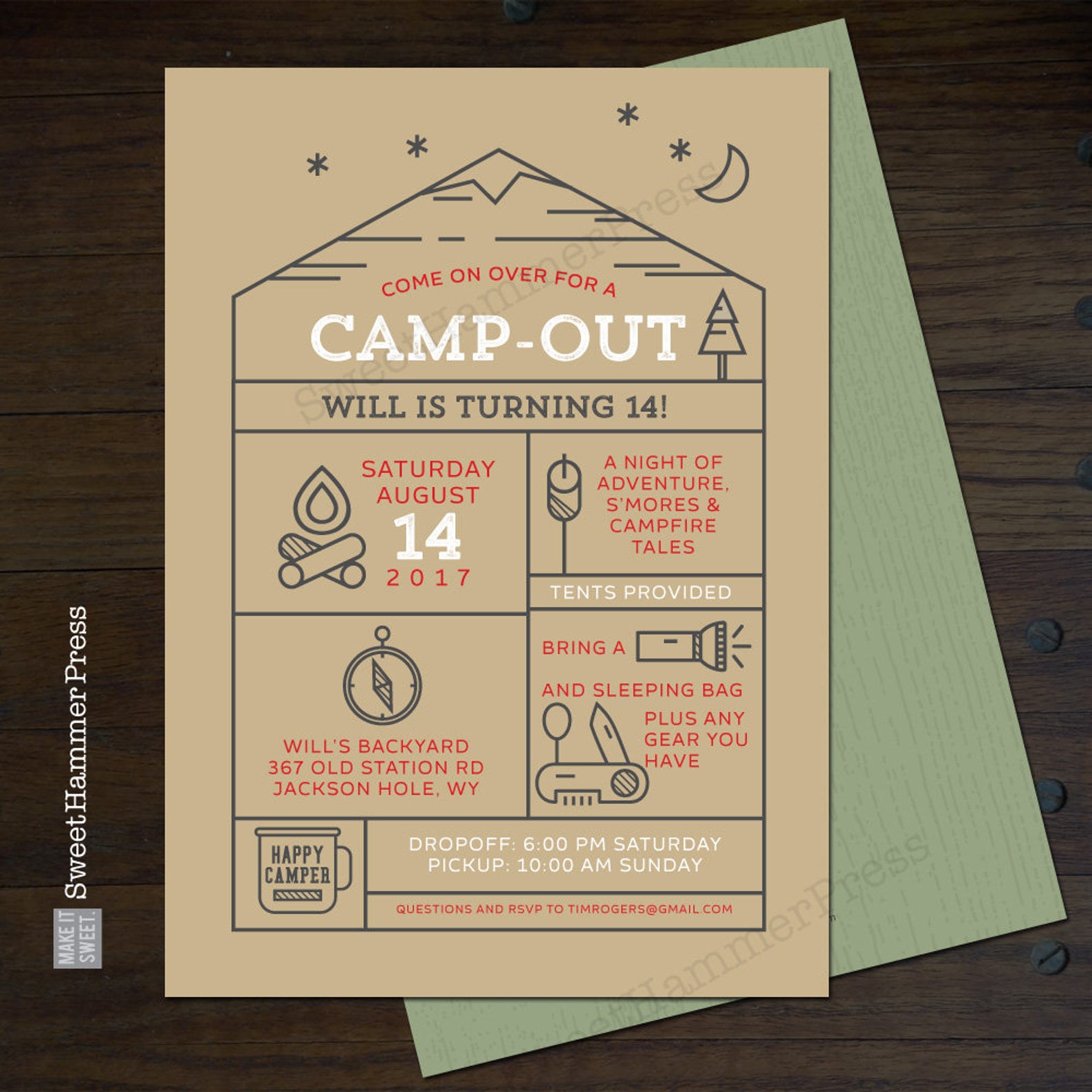 Camping Birthday Invitation Camp Out Party Happy Camper | Etsy