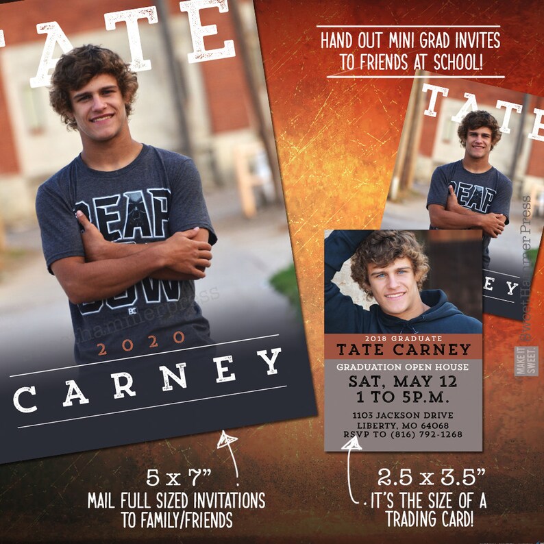 Mini Graduation Invitations With Photo Announcements for a Boy - Etsy