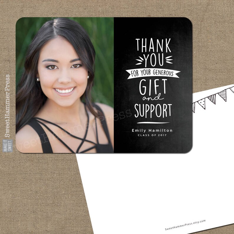 Graduation Thank You Card With Photo Personalized Thank You - Etsy