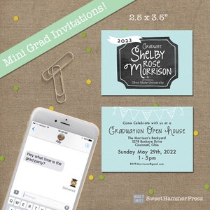Mini Graduation Invitations No Photo Graduation Trading Cards Small ...