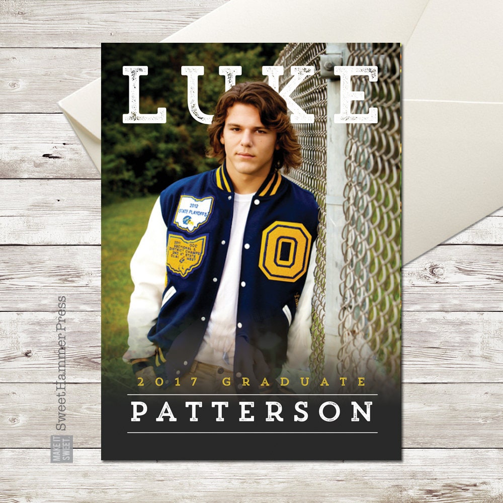 Guy Graduation Party Invitation Semi-custom Photo Grad Invite Name ...