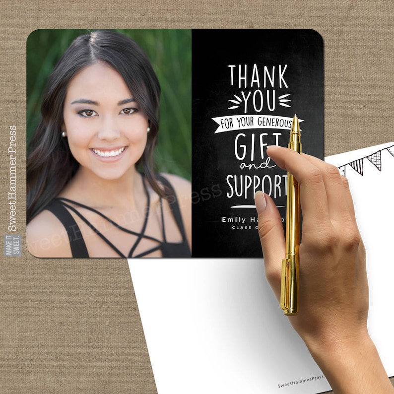 Graduation Thank You Card With Photo Personalized Thank You - Etsy