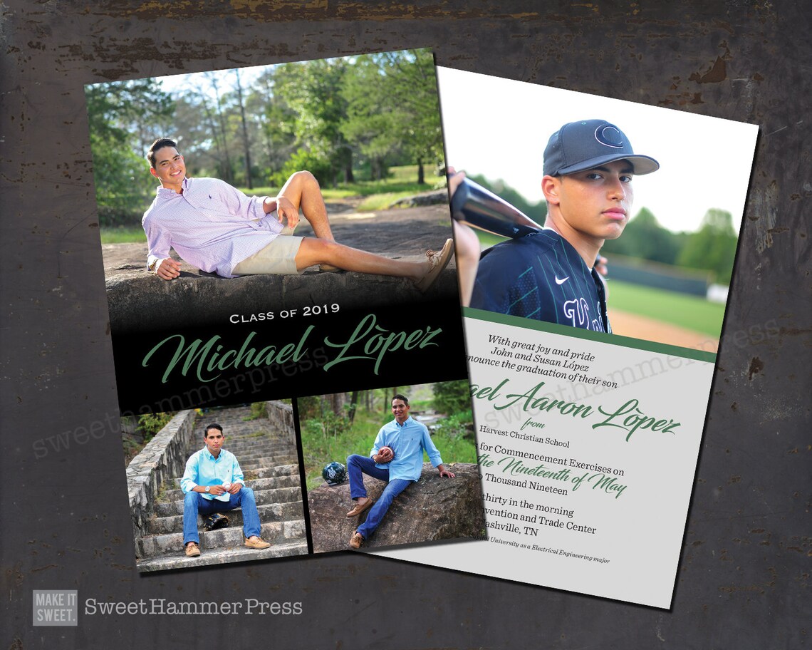 Graduation Invitations for Guys Graduation Announcement Guy High School ...