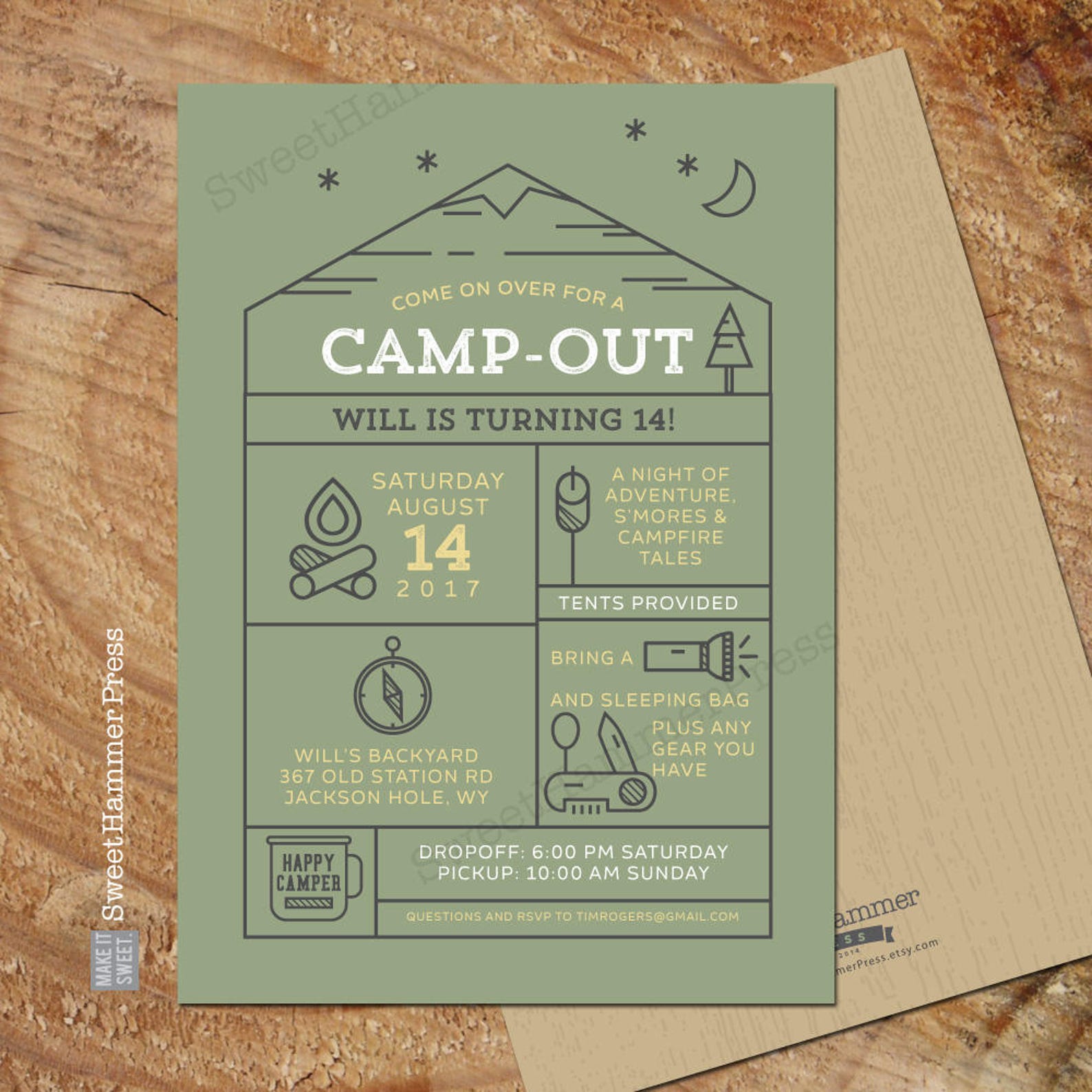 Camping Birthday Invitation Camp Out Party Happy Camper | Etsy