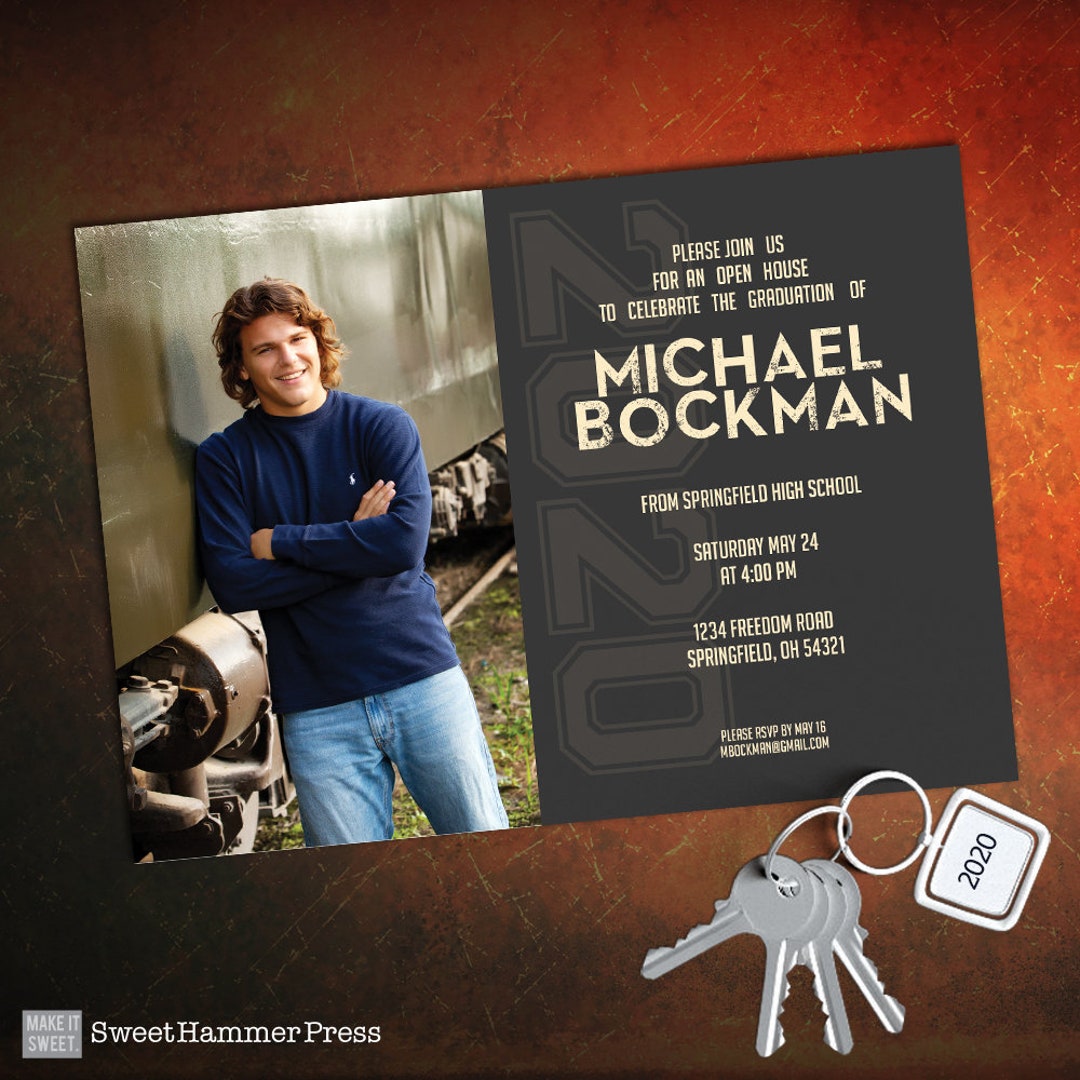 High School Graduation Invitation for Guys / Printable or Printed ...
