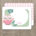 Thank You Note Card Owl Pink Amd Green Stationary Child Thank You Notes ...