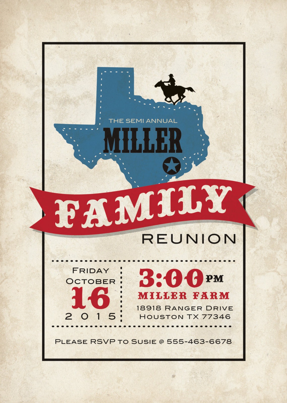Texas Theme Party Family Reunion Invitation BBQ Invitation - Etsy