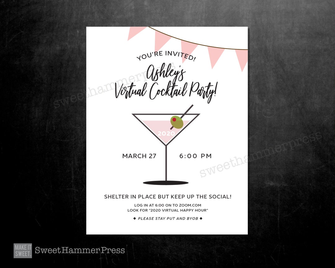 Virtual Party Invitation Virtual Happy Hour Invitation Virtual Cocktail ...