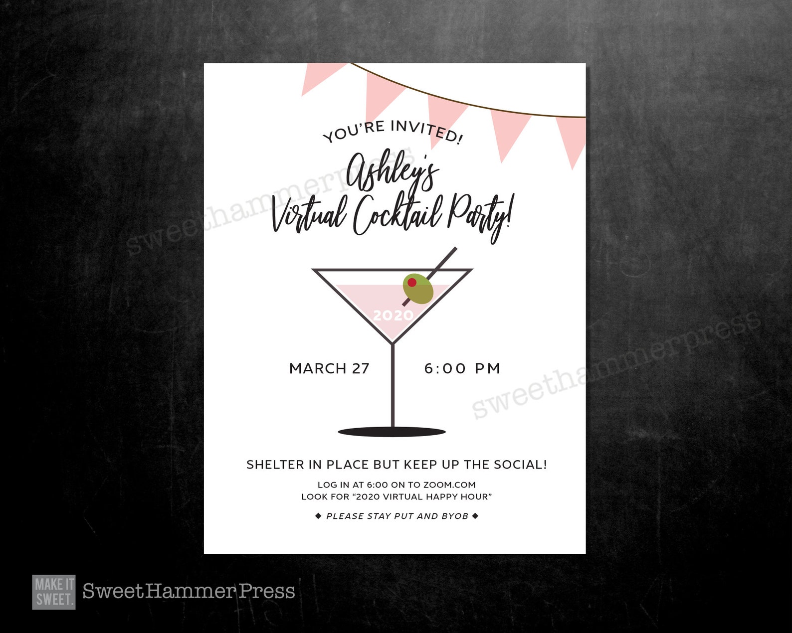 Virtual Party Invitation Virtual Happy Hour Invitation Virtual Cocktail ...