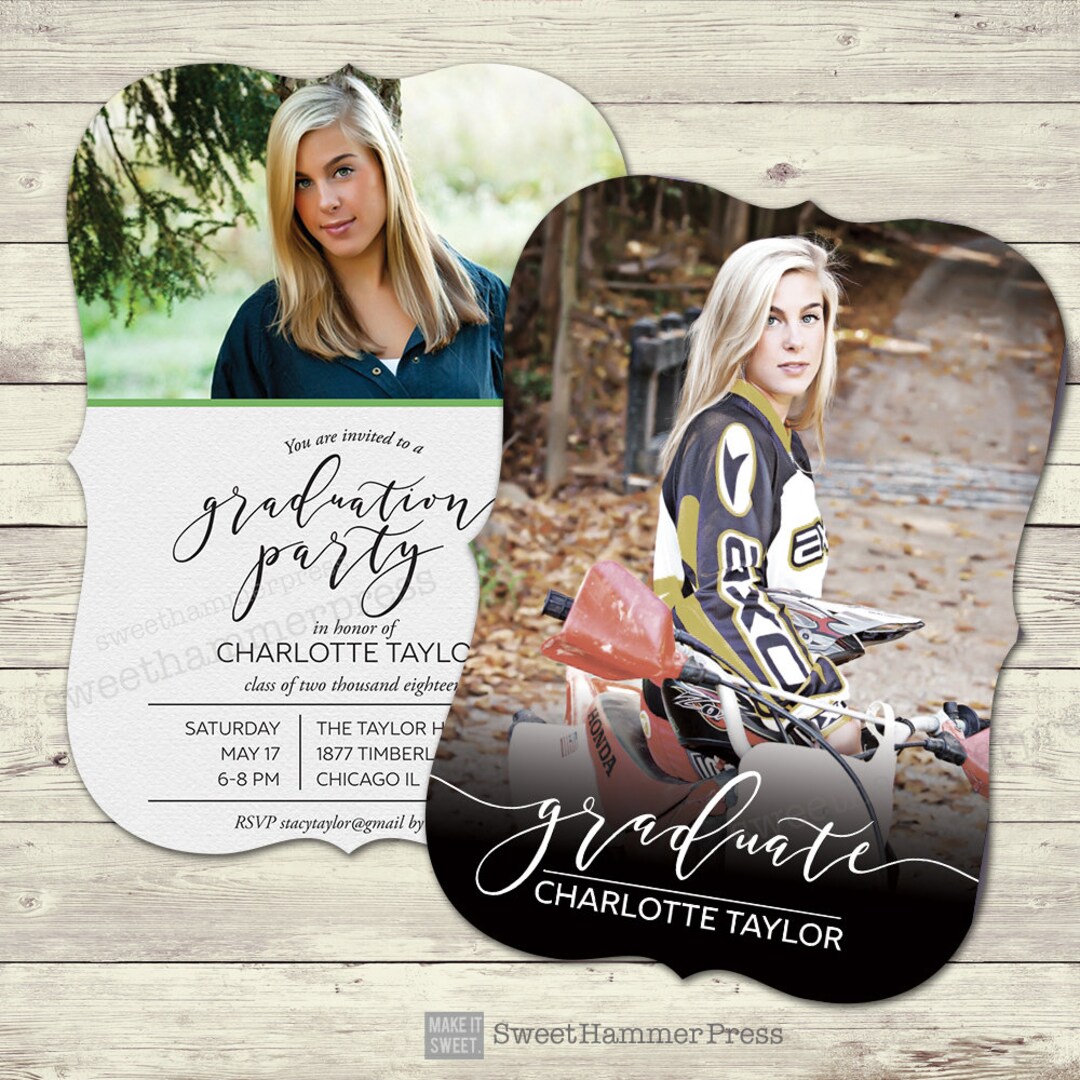 Photo Graduation Announcement Girl Graduation Invitation With Senior ...