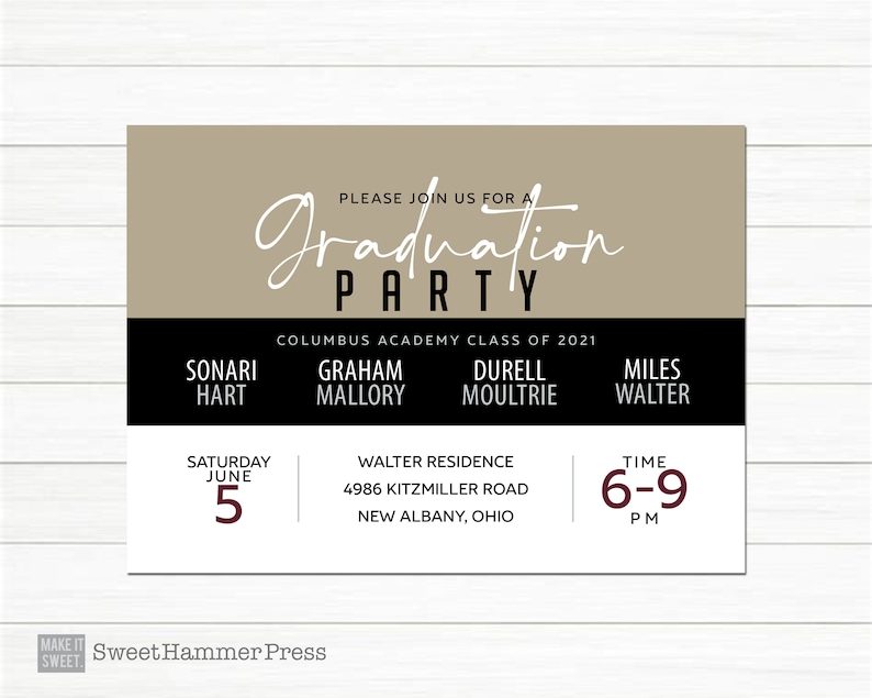 Group Graduation Party Invitation for Guys With Individual - Etsy