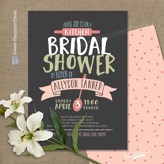 Kitchen Shower Invitation Bridal Shower Kitchen Pink Mint | Etsy