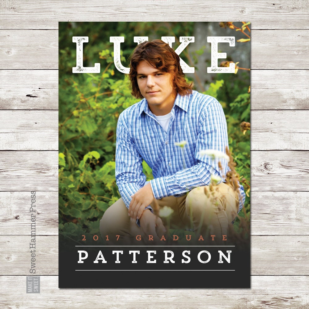 Guy Graduation Party Invitation Semi-custom Photo Grad Invite Name ...