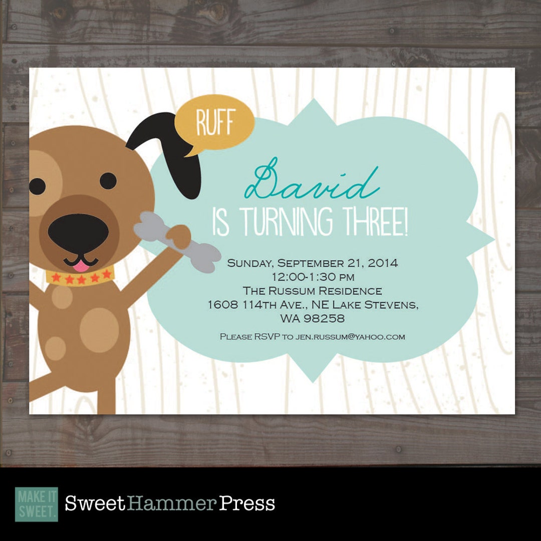 Puppy Birthday Party Invitation Boy or Girl Puppy Party Dog Party ...