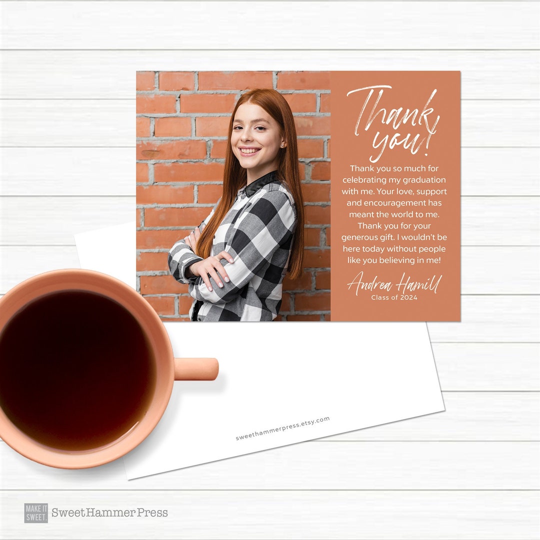 Personalized Graduation Thank You Note Cards With Photo for Grad Custom ...