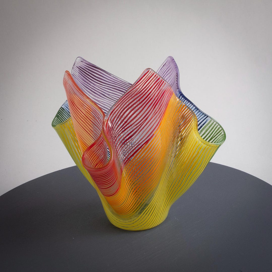 Rainbow Colored Textured Glass Vase Kiln-formed Fused Glass - Etsy