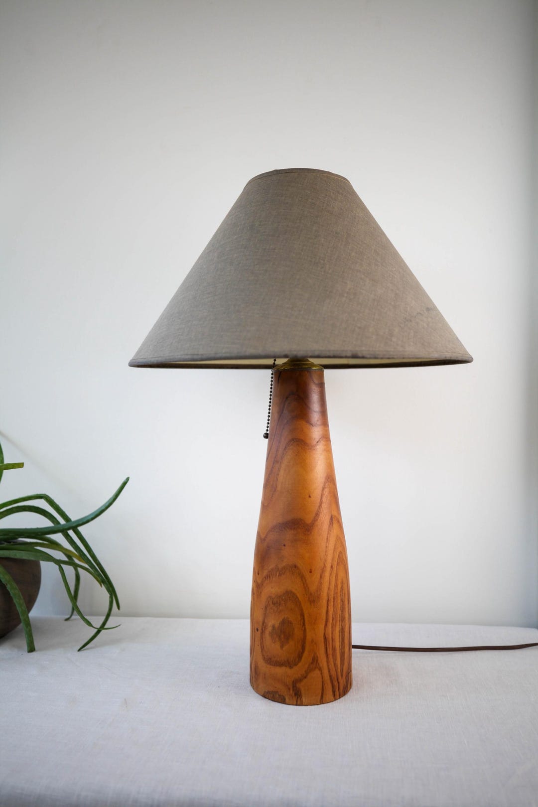 Vintage Mid Century Modern Turned Wood Cone Lamp - Etsy