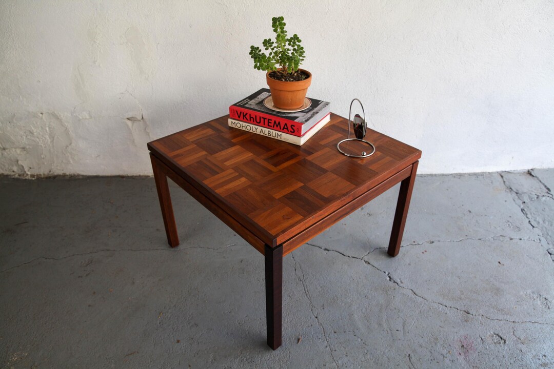Mid Century Modern Square Walnut Parquet End Table C. 1970s - Etsy