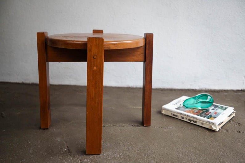 Vintage Brutalist 1970s Handmade Small Wooden Stool or Side Table - Etsy