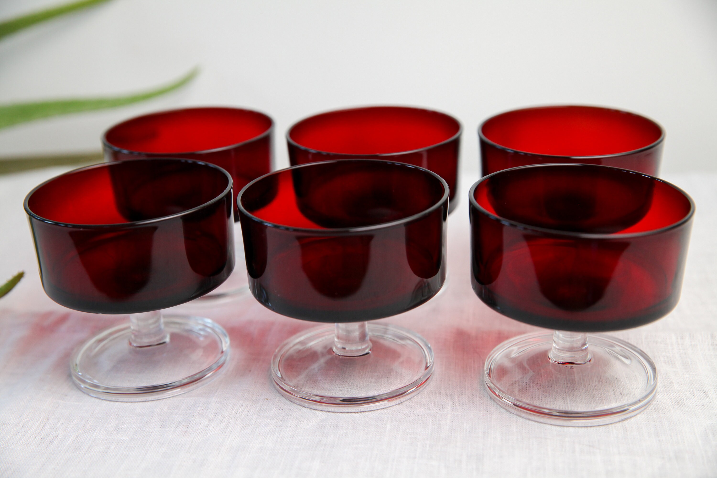Vintage MCM Ruby Red Glass Coupes by Luminarc of France set of Six - Etsy
