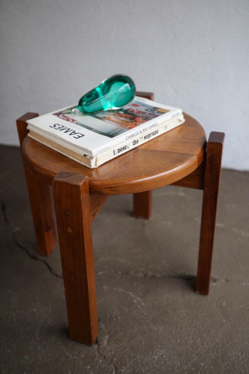 Vintage Brutalist 1970s Handmade Small Wooden Stool or Side Table - Etsy