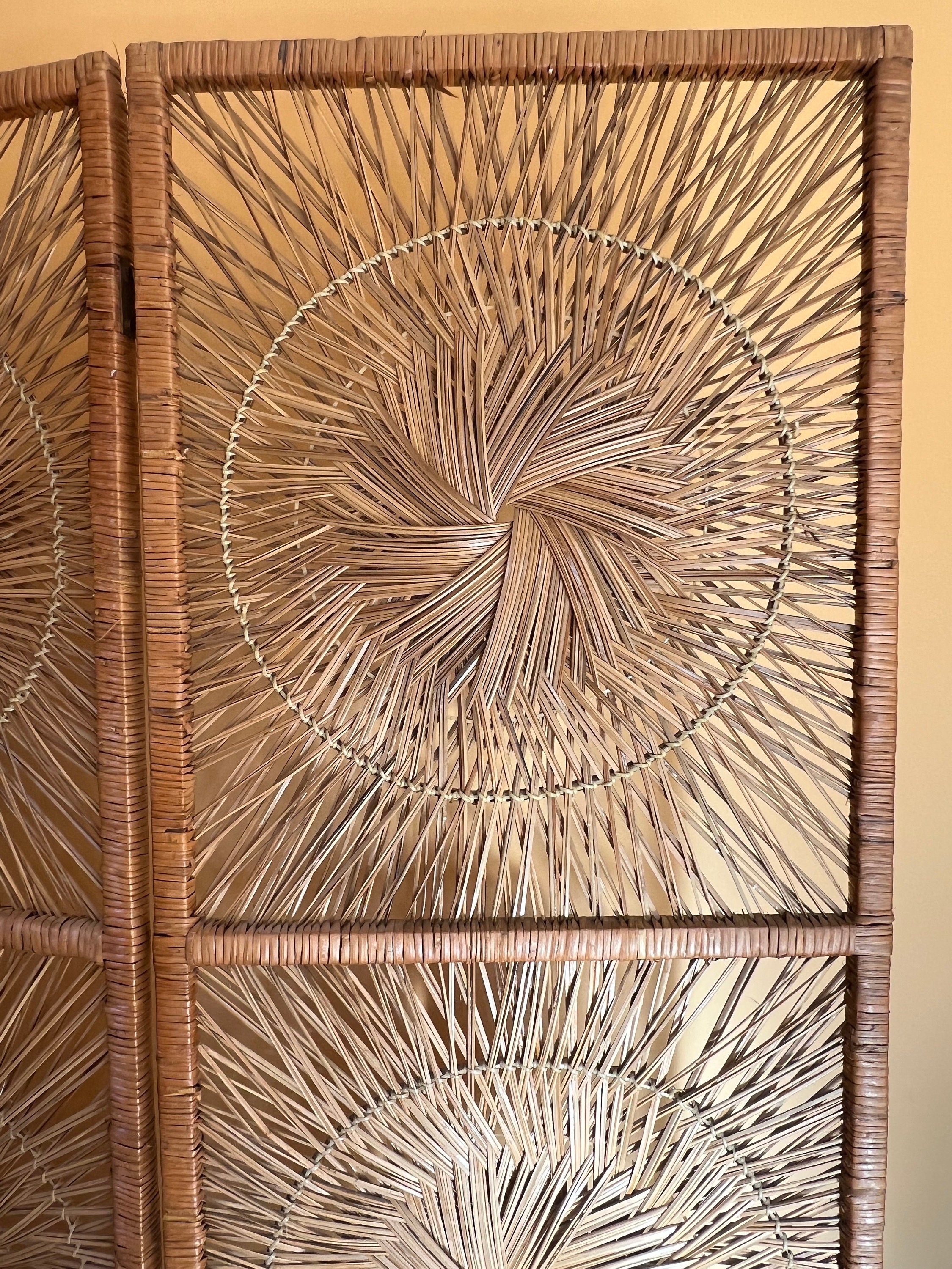 Vintage MCM Rattan Folding Screen / Room Divider - Etsy