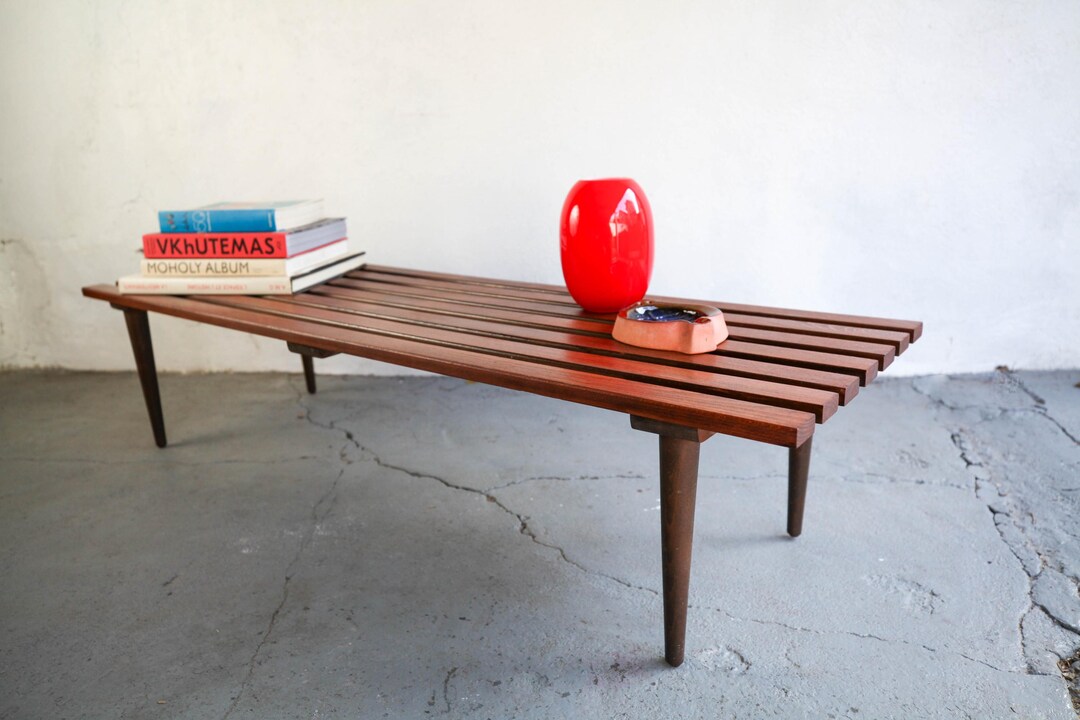 Vintage 1960s Mcm Slat Bench Coffee Table - Etsy