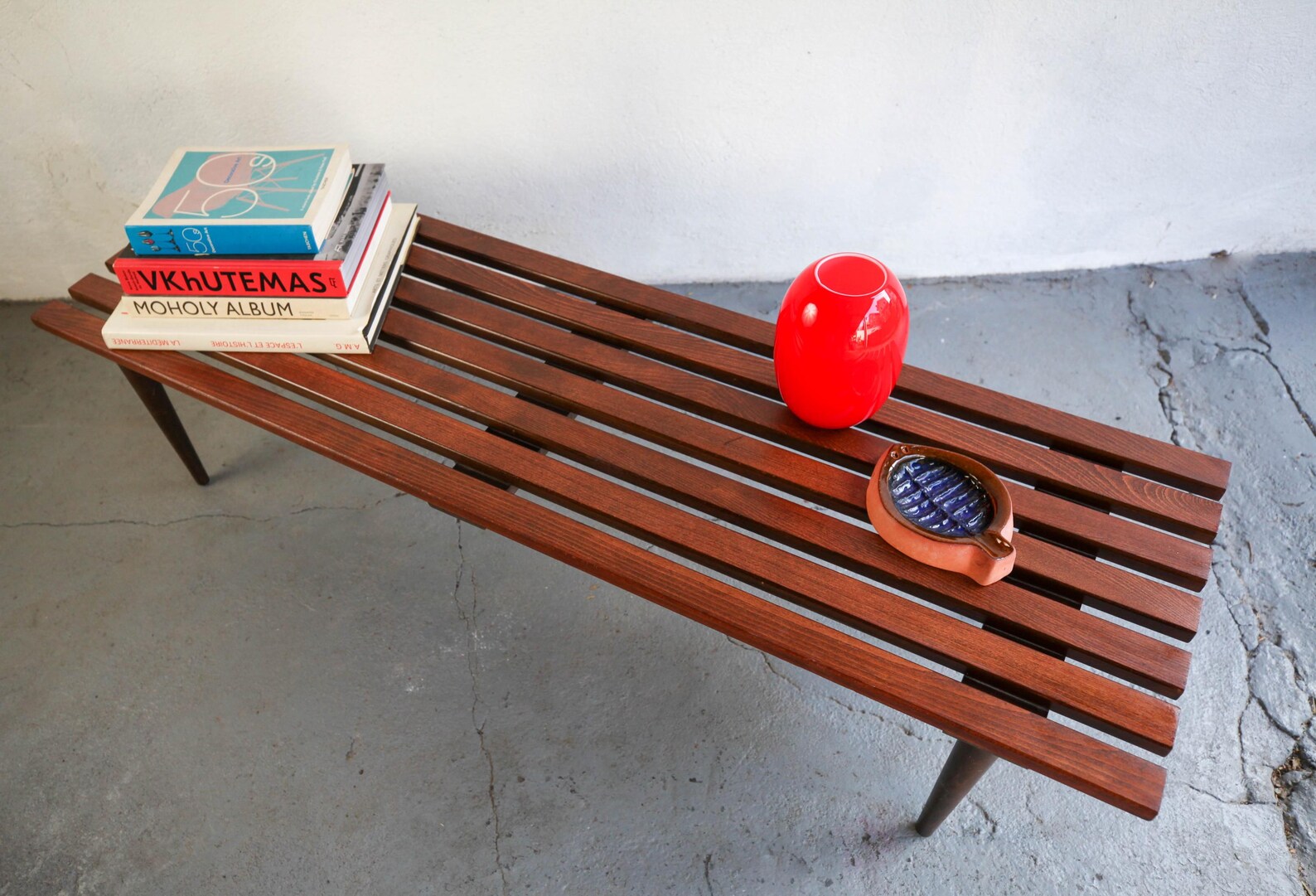 Vintage 1960s Mcm Slat Bench Coffee Table - Etsy