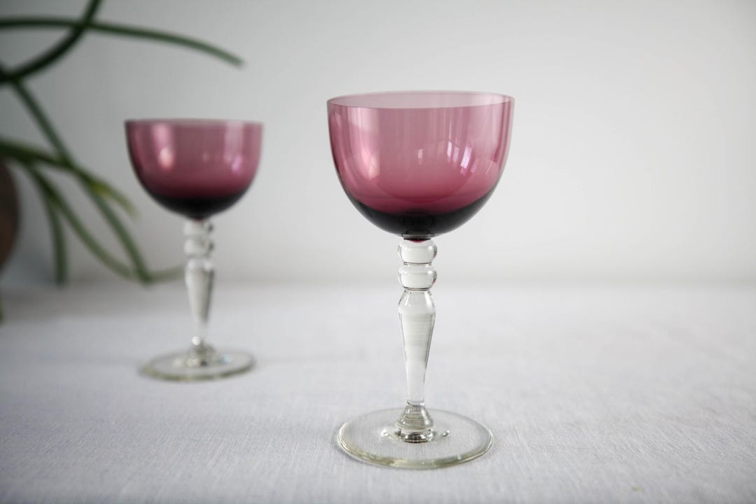 Pair of Vintage Amethyst Glass Champagne, Digestif, Cordial, Liqueur ...