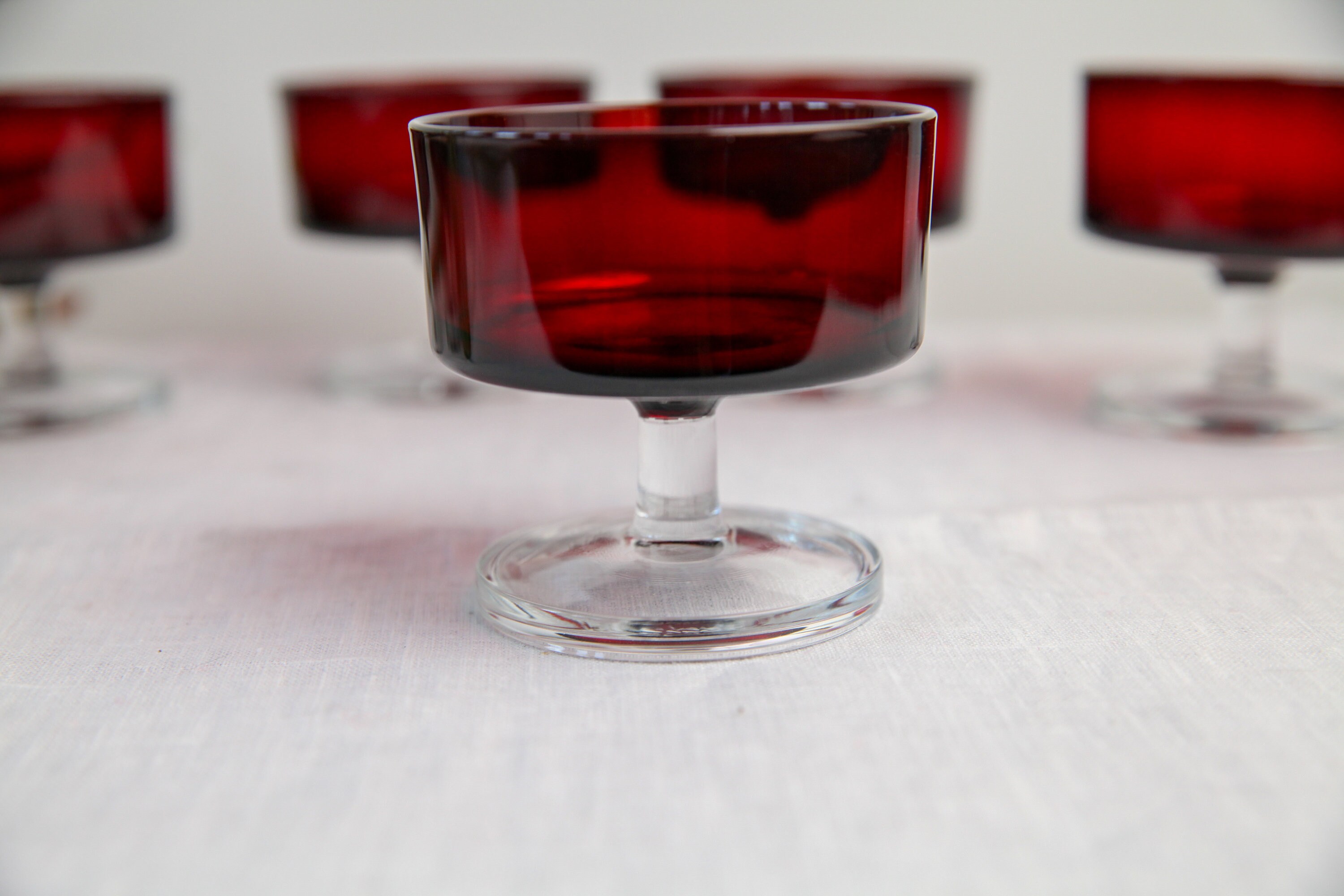 Vintage MCM Ruby Red Glass Coupes by Luminarc of France set of Six - Etsy