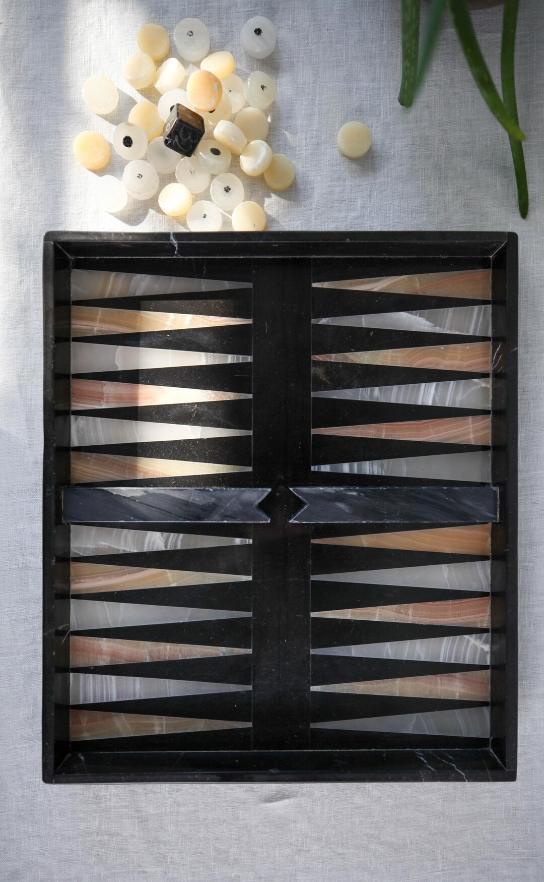 Vintage Italian Modern Marble Backgammon Board With White Stone Pips - Etsy