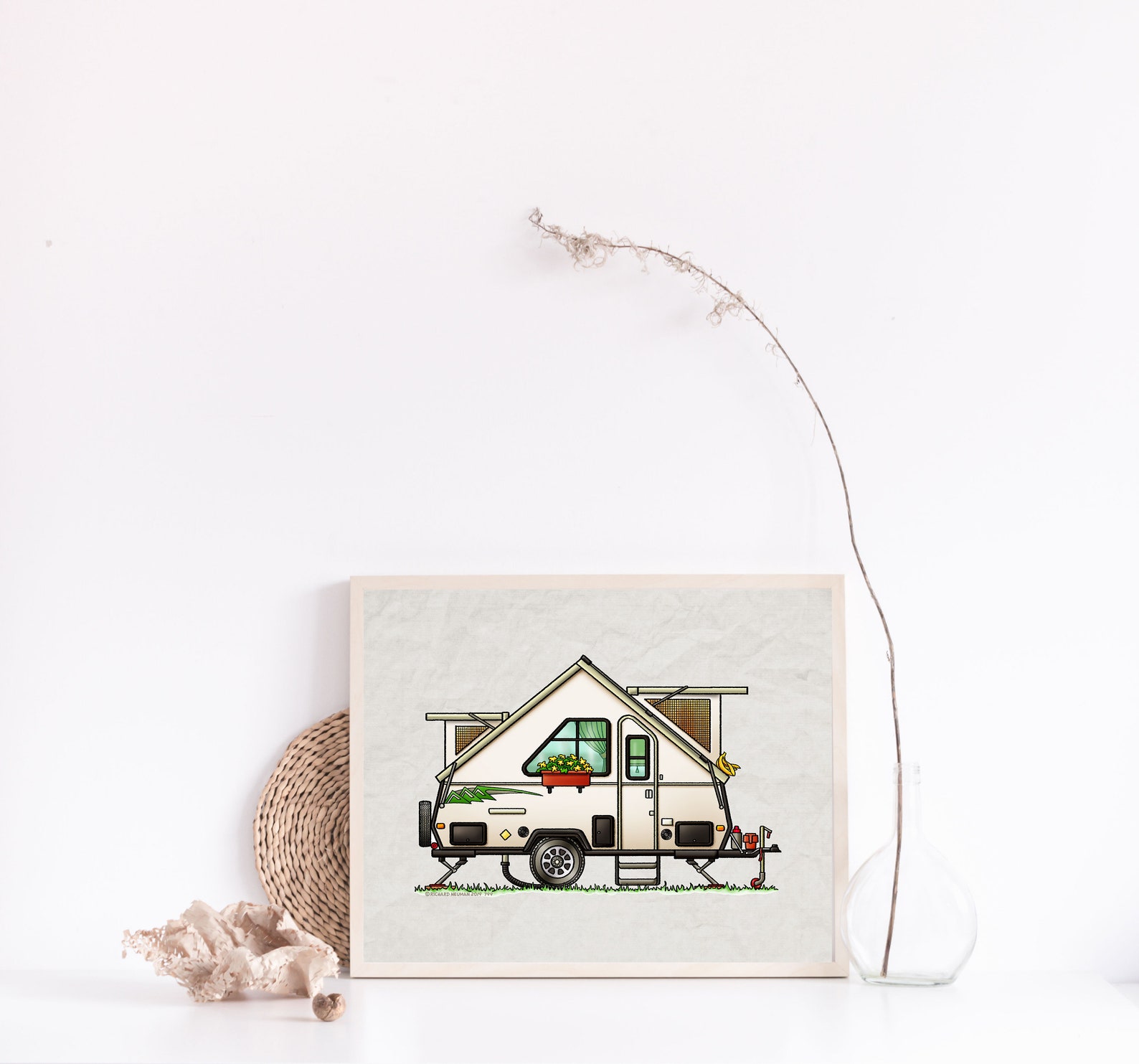 Aliner Pop up RV Travel Trailer Camper Van Vanlife Happy Camper Art ...